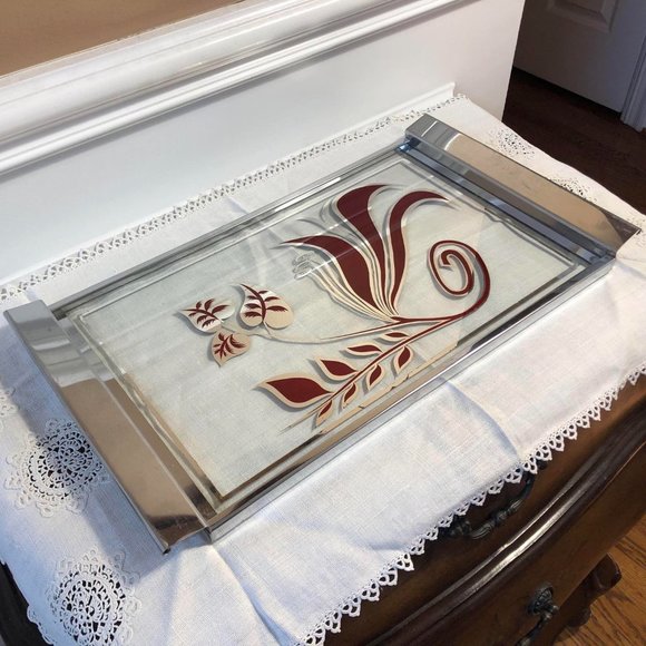 Accents | Mcm Chrome Glass Serving Tray | Poshmark